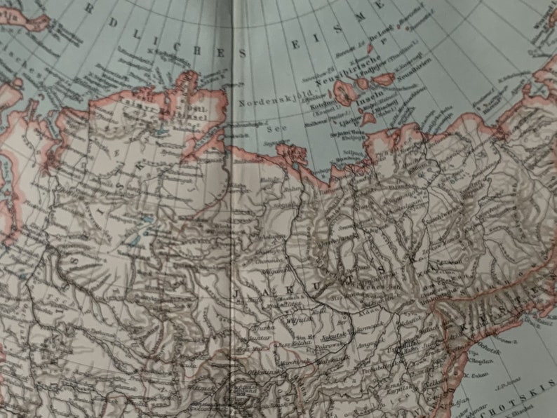 RU Siberia / Orig. 1909 Antique Map of Siberia - Etsy