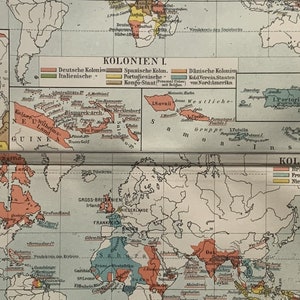 World Colonial / Orig. 1905 Antique Map of Colonial History - Etsy
