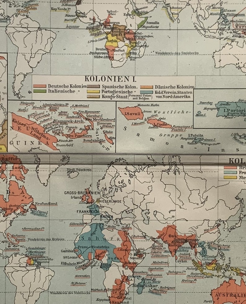 World Colonial / Orig. 1905 Antique Map of Colonial History - Etsy