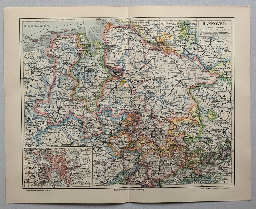 DE Hannover / Orig. 1908 Antique Map of the State of Hannover - Etsy UK