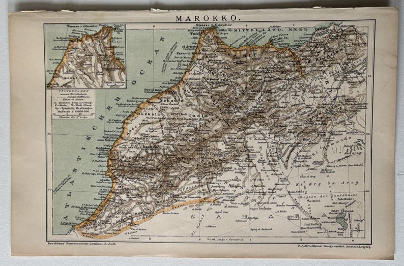 MA / Morocco / Orig. 1894 Antique Map of Morocco in North Africa - Etsy