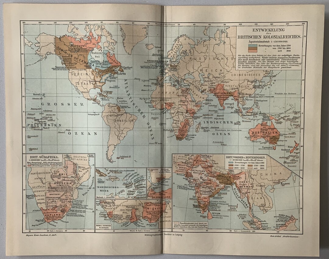 UK Colonial / Original 1905 Antique Map of British Colonies - Etsy
