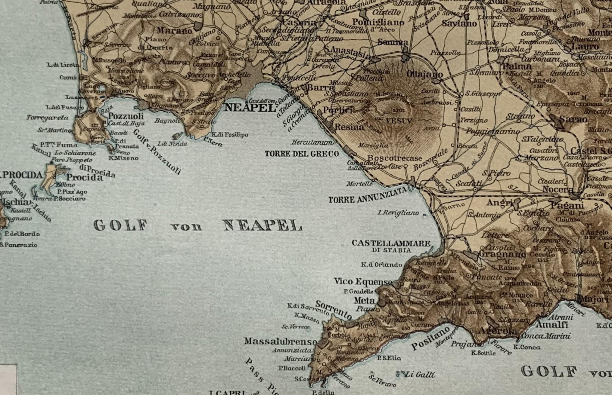 IT Naples / Orig. 1894 Antique Map of Naples and Surroundings - Etsy