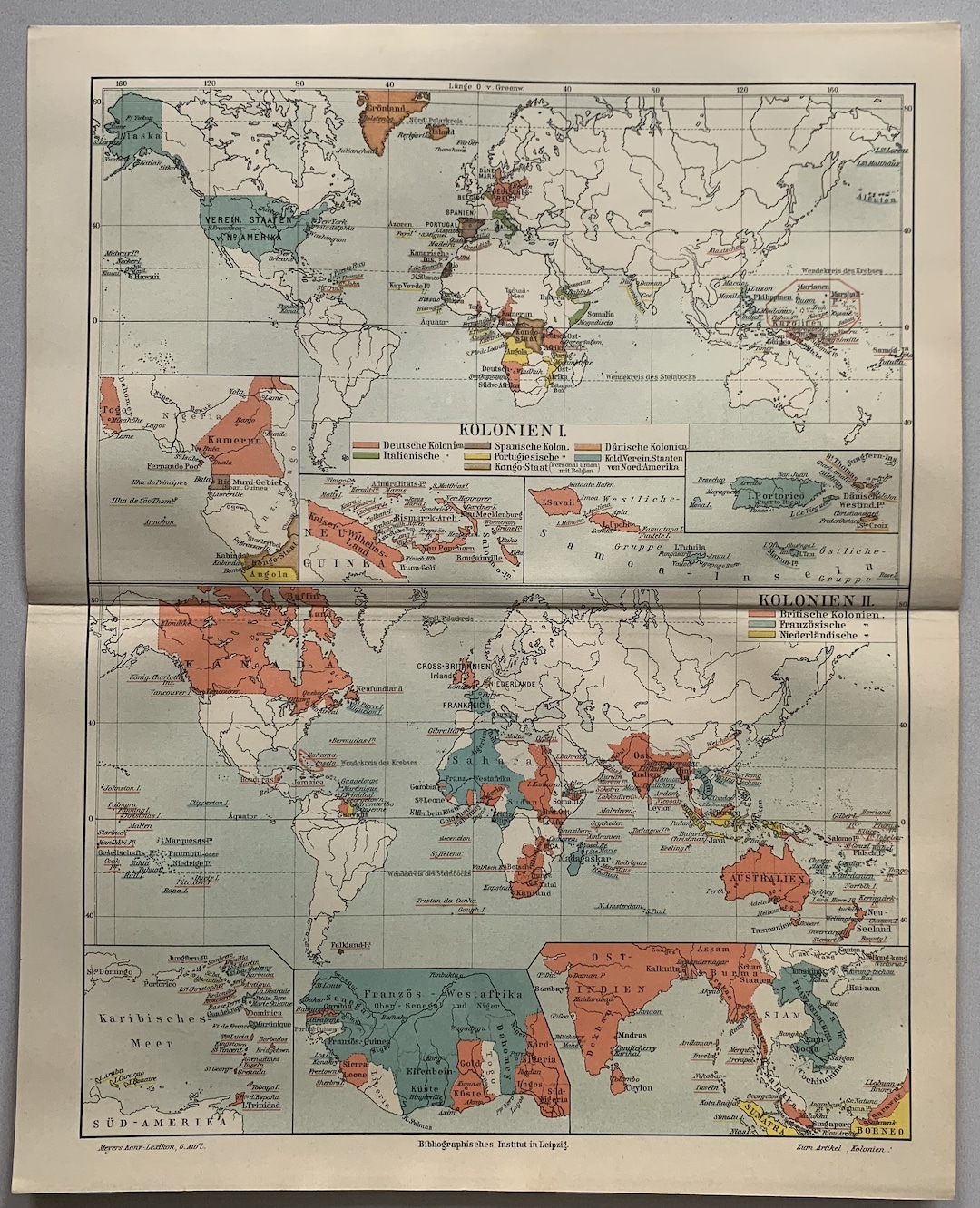 World Colonial / Orig. 1905 Antique Map of Colonial History - Etsy