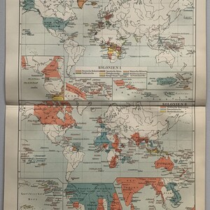 World Colonial / Orig. 1905 Antique Map of Colonial History - Etsy
