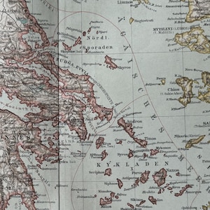 GR Greece / Orig. 1895 Antique Map of Greece - Etsy