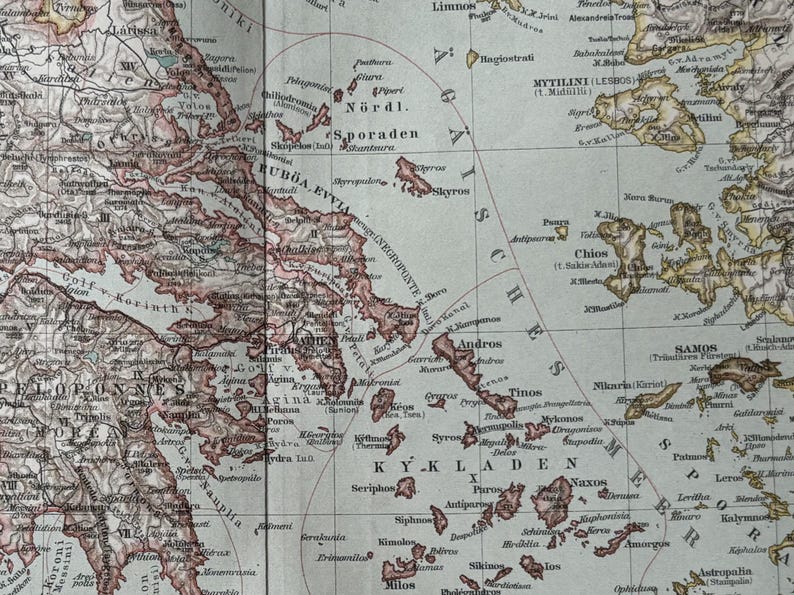 GR Greece / Orig. 1895 Antique Map of Greece - Etsy