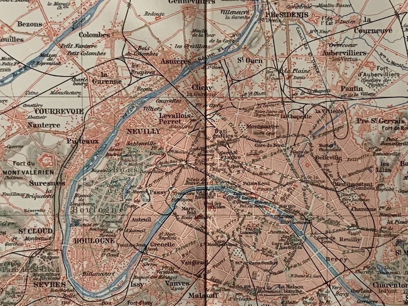 FR Paris / Orig. 1907 Antique Map of Paris and Its Surroundings - Etsy