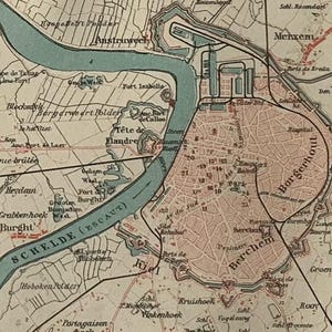 BE Antwerp / Orig. 1898 Antique Map of Antwerp and Surroundings in ...