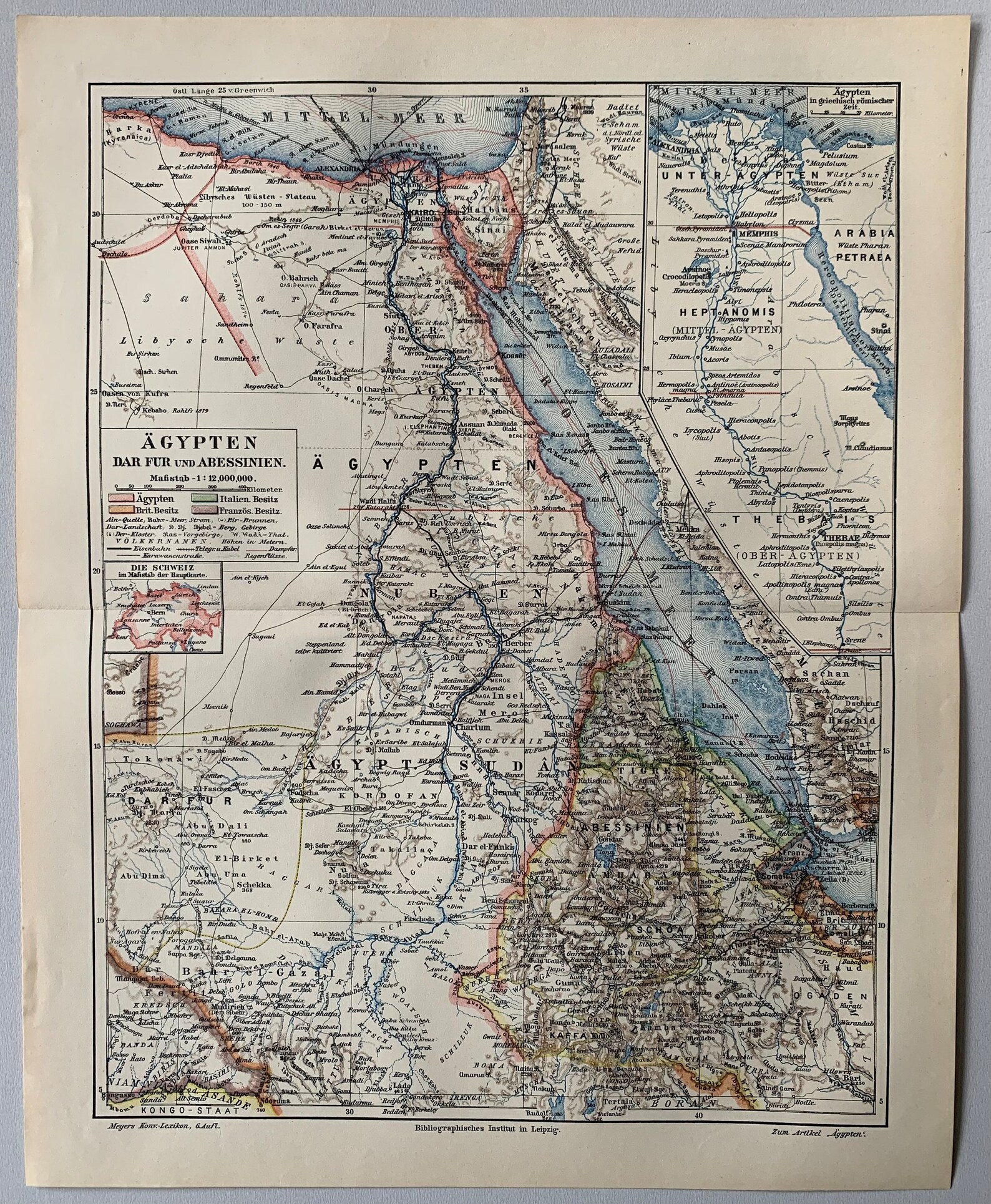 EG Egypt / Orig. 1909 Antique Map of Egypt - Etsy