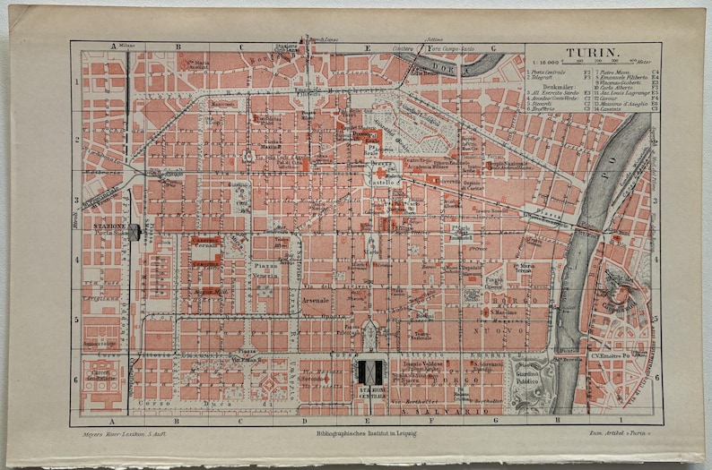 IT Turin / Orig. 1897 Antique City Plan of Turin - Etsy