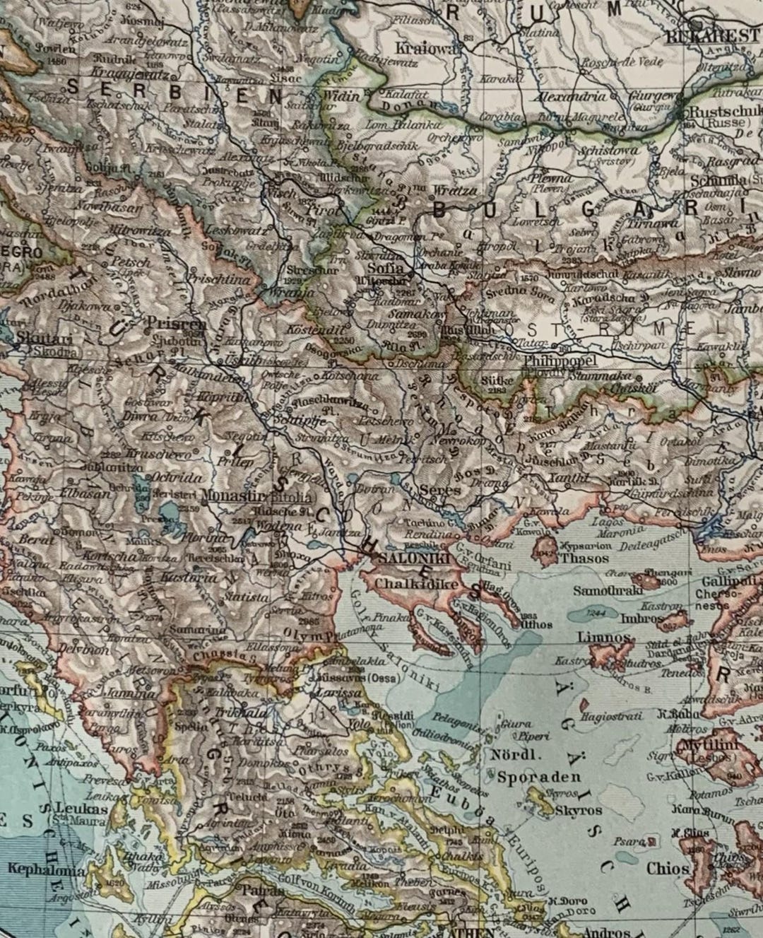 Southeast Europe / Orig. 1903 Antique Map of the Balkans - Etsy