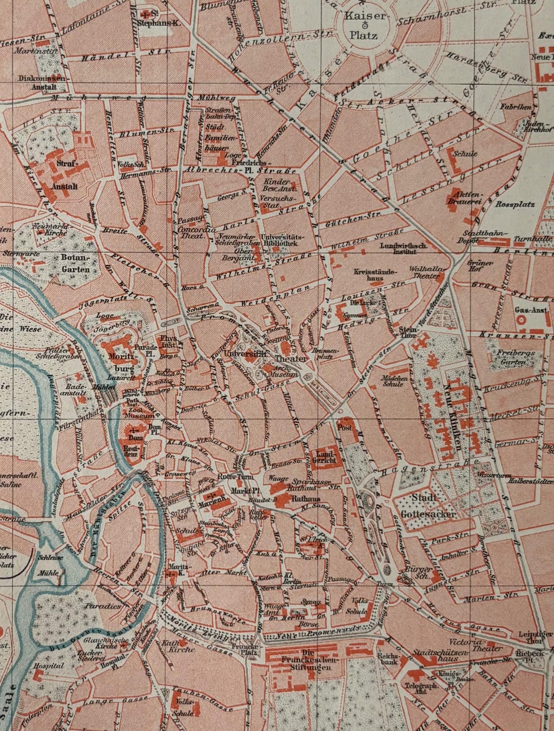DE Halle / Orig. 1895 Antique City Plan of Halle - Etsy