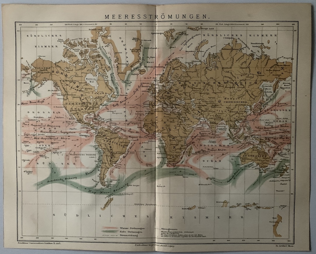 World Oceans / Orig. 1885 Map of Ocean Currents - Etsy