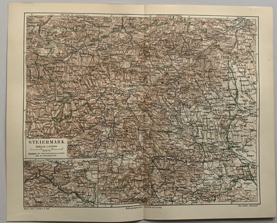 AT Styria / Orig. 1907 Antique Map of Styria - Etsy