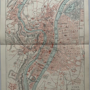 FR Lyon / Orig. 1905 Antique City Plan of Lyon in France - Etsy