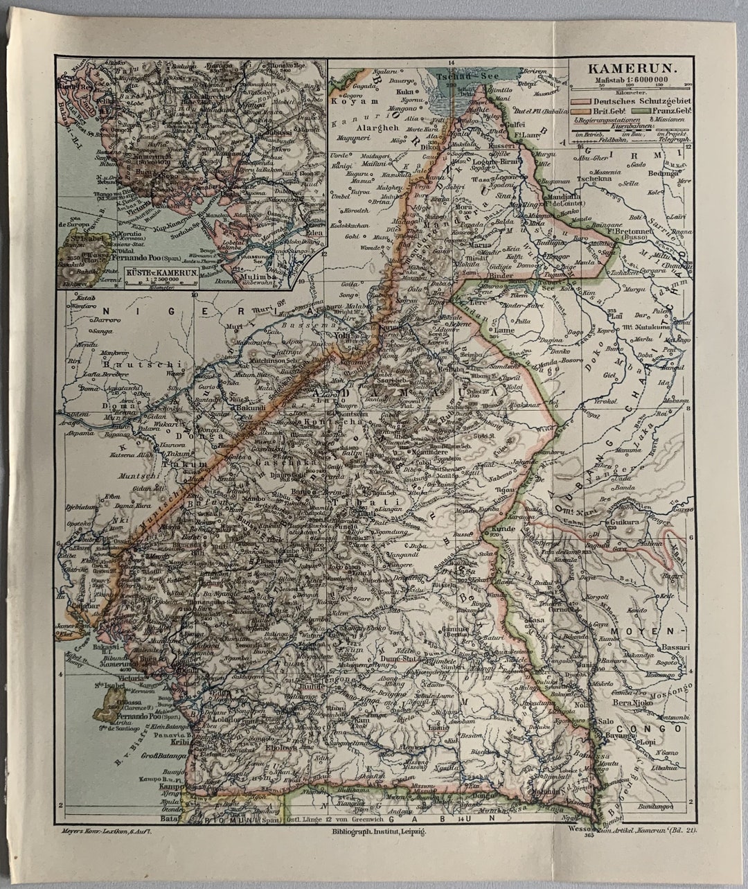 CM Cameroon / Orig. 1909 Antique Map of Cameroon - Etsy