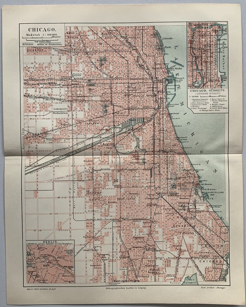 US / Original 1904 Antique City Plan of Chicago - Etsy Australia