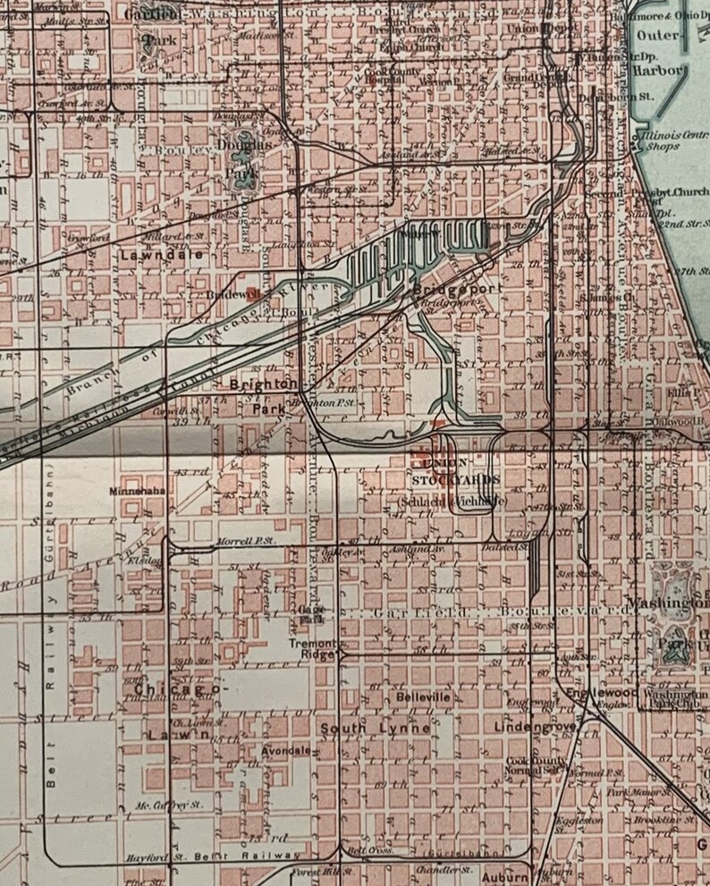 US / Orig. 1904 Antique City Plan of Chicago - Etsy