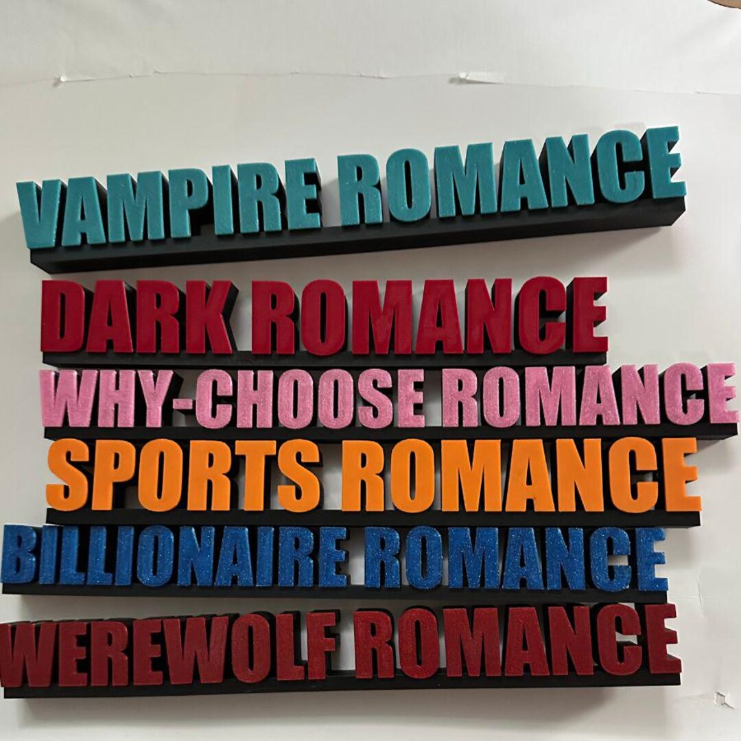 3D Romance Genre Bookshelf Sign - Etsy