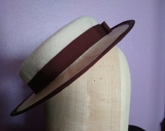 Edwardian 1930s 1940s Vintage Inspired Ladies' Women's Emerald Green Wool Felt Boater Sailor Hat ...