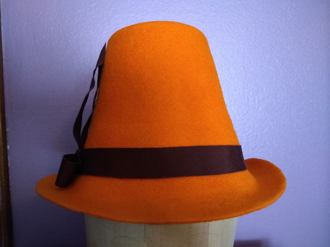 Vintage Inspired Orange Wool Felt Hat - Handmade Postillion Style - Etsy