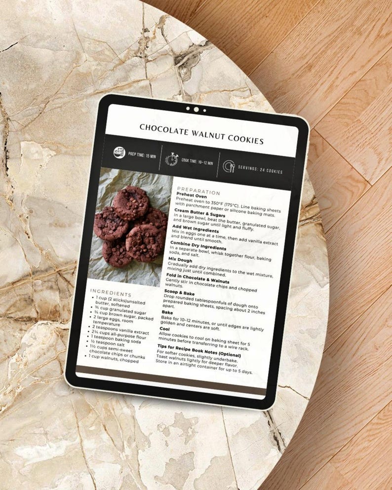 Editable Dessert Recipe Template Canva, 5-page Printable Cookbook ...