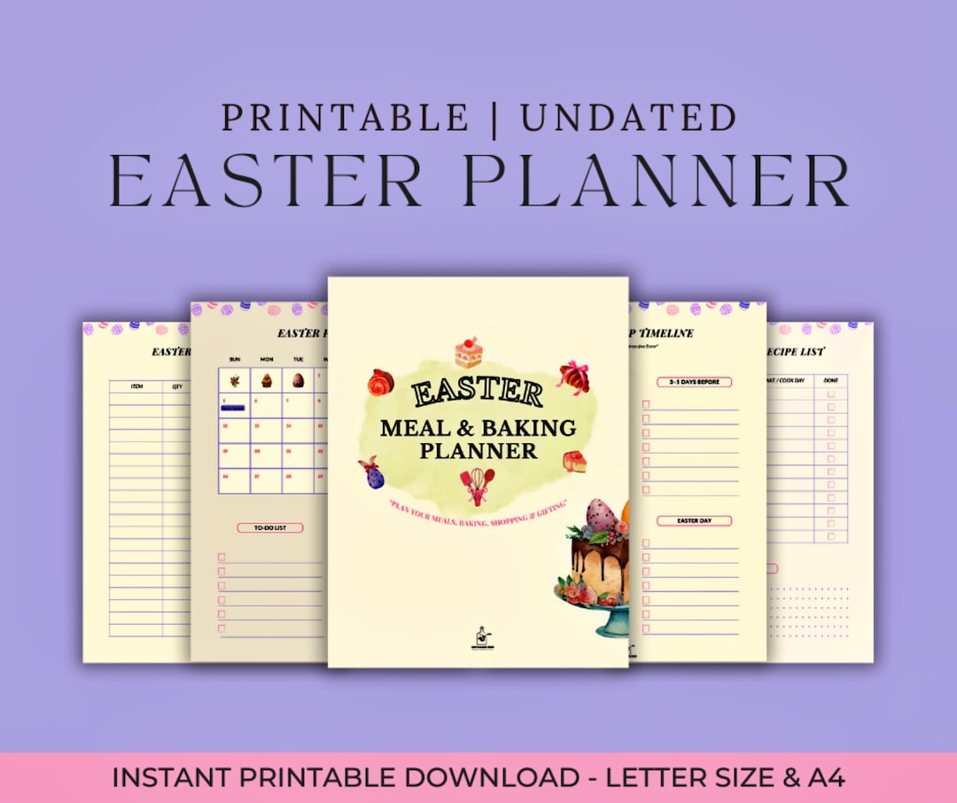 Easter Meal Planner Printable, Holiday Dinner Menu and Recipe Organizer ...