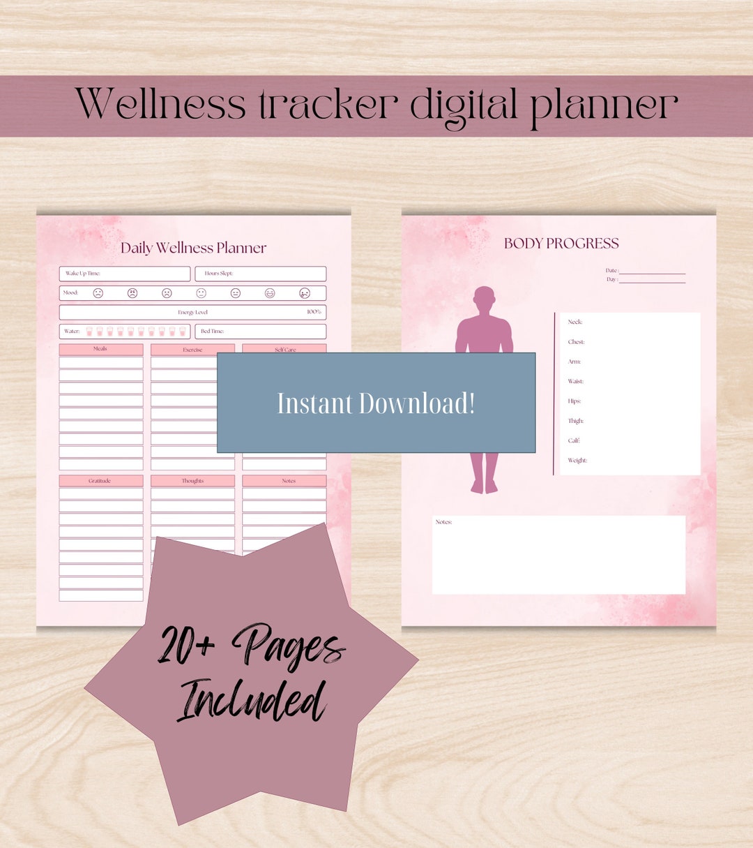 Wellness Digital Planner Tracker Daily Routine Health Journal - Etsy