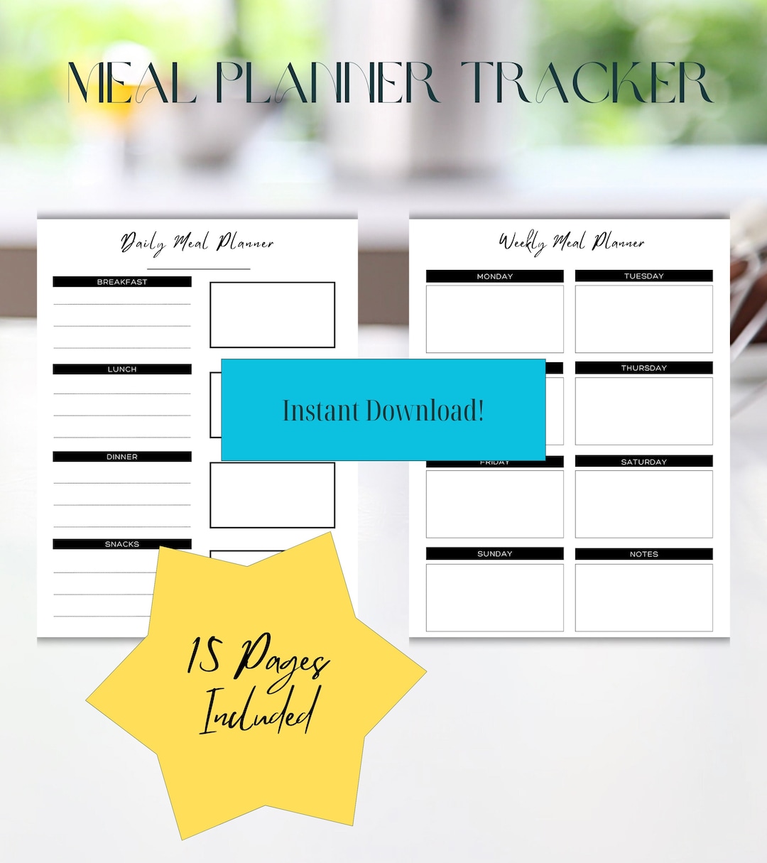 Weekly Meal Tracker Digital Planner Daily Meal Tracker Calorie and ...