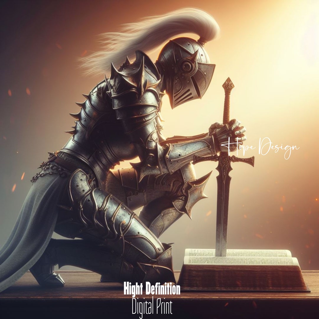 Armor of God Bundle – Knight Praying Over Bible, Ephesians 6:10 ...