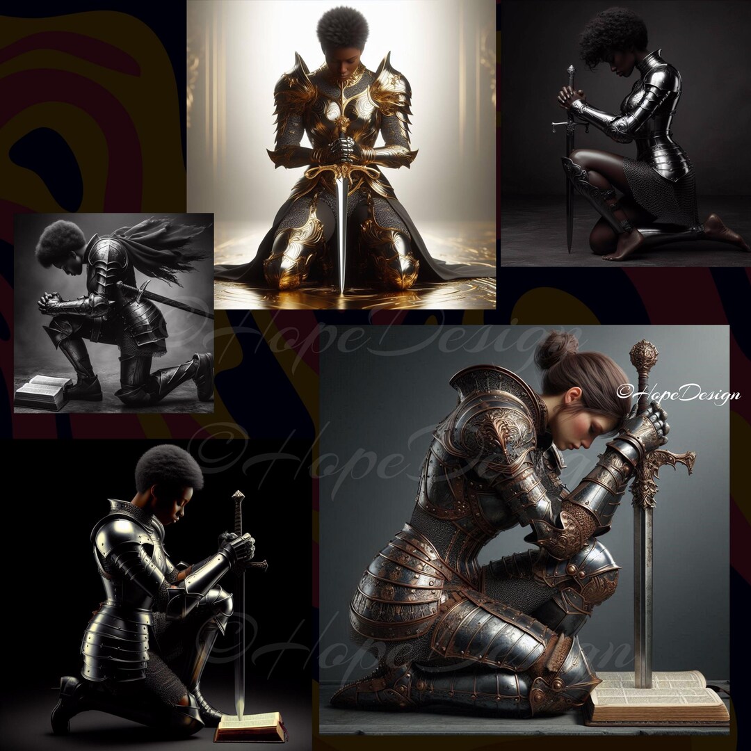 Armor of God Bundle – Knight Praying Over Bible, Ephesians 6:10 ...