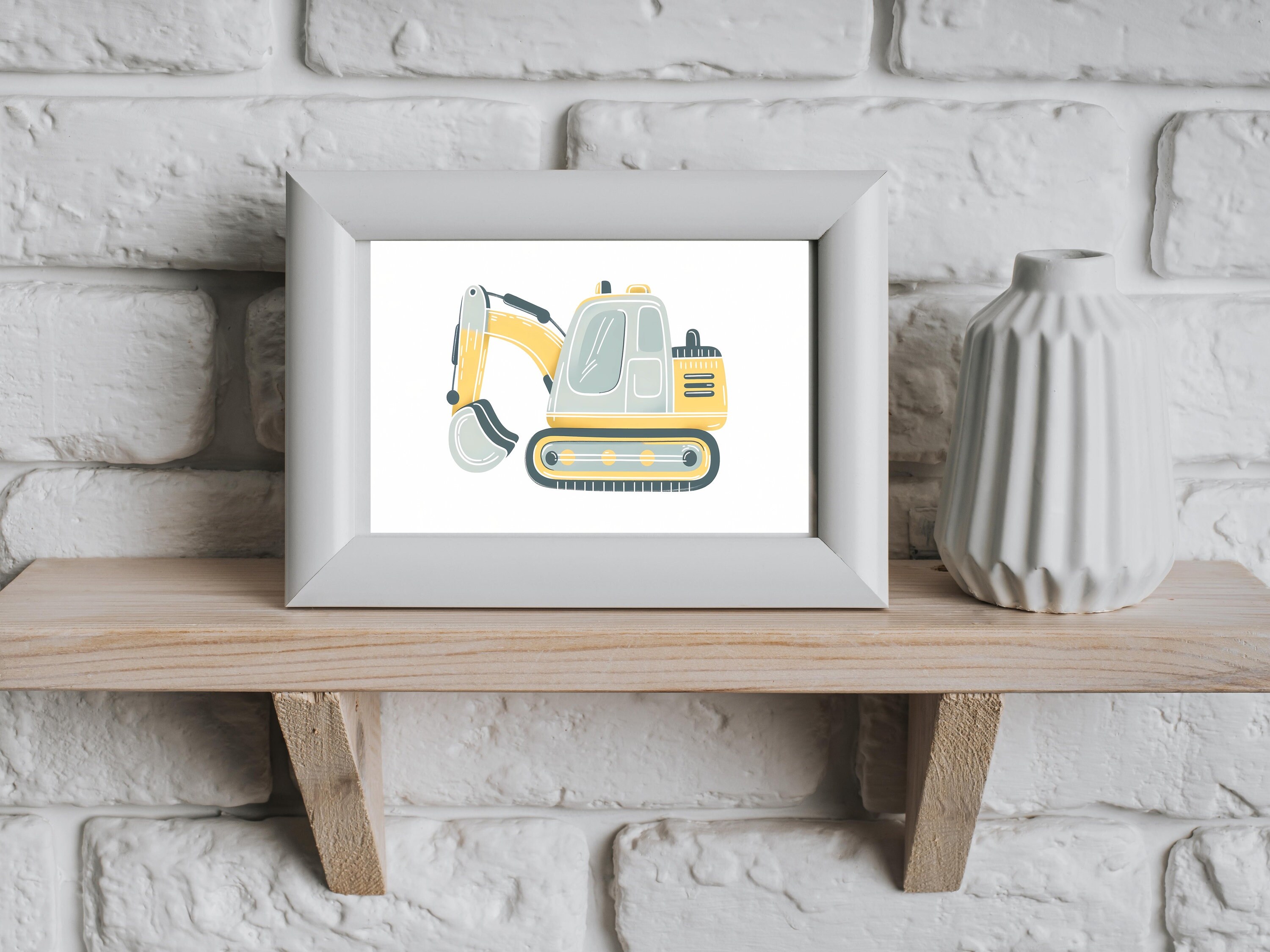 Excavator Poster for Kids Construction Themed Baby Room - Etsy