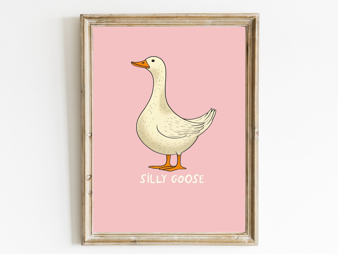 Silly Goose Art Print, Nursery Wall Decoration, Girls Room, Digital ...