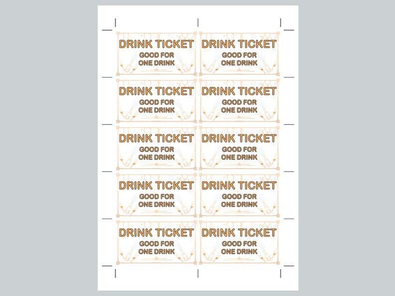 New Year's Eve Drink Tickets - Printable, Prepaid Drinks, Voucher, Free ...
