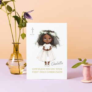 First Holy Communion Card for Girl Personalized Printable Digital ...