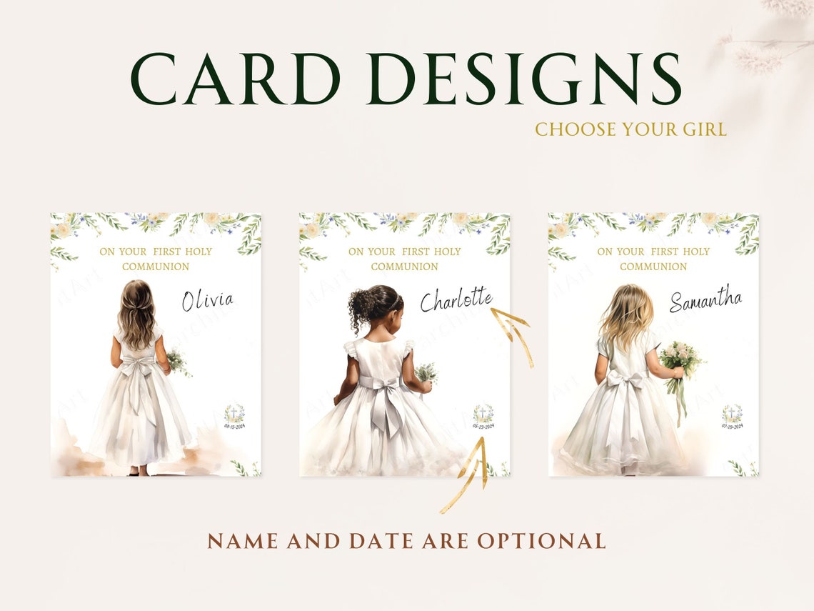 Personalized First Holy Communion Card for Granddaughter Printable Gift ...