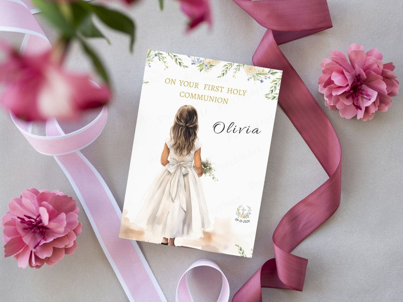 Printable First Holy Communion Card for Granddaughter Personalized Gift ...