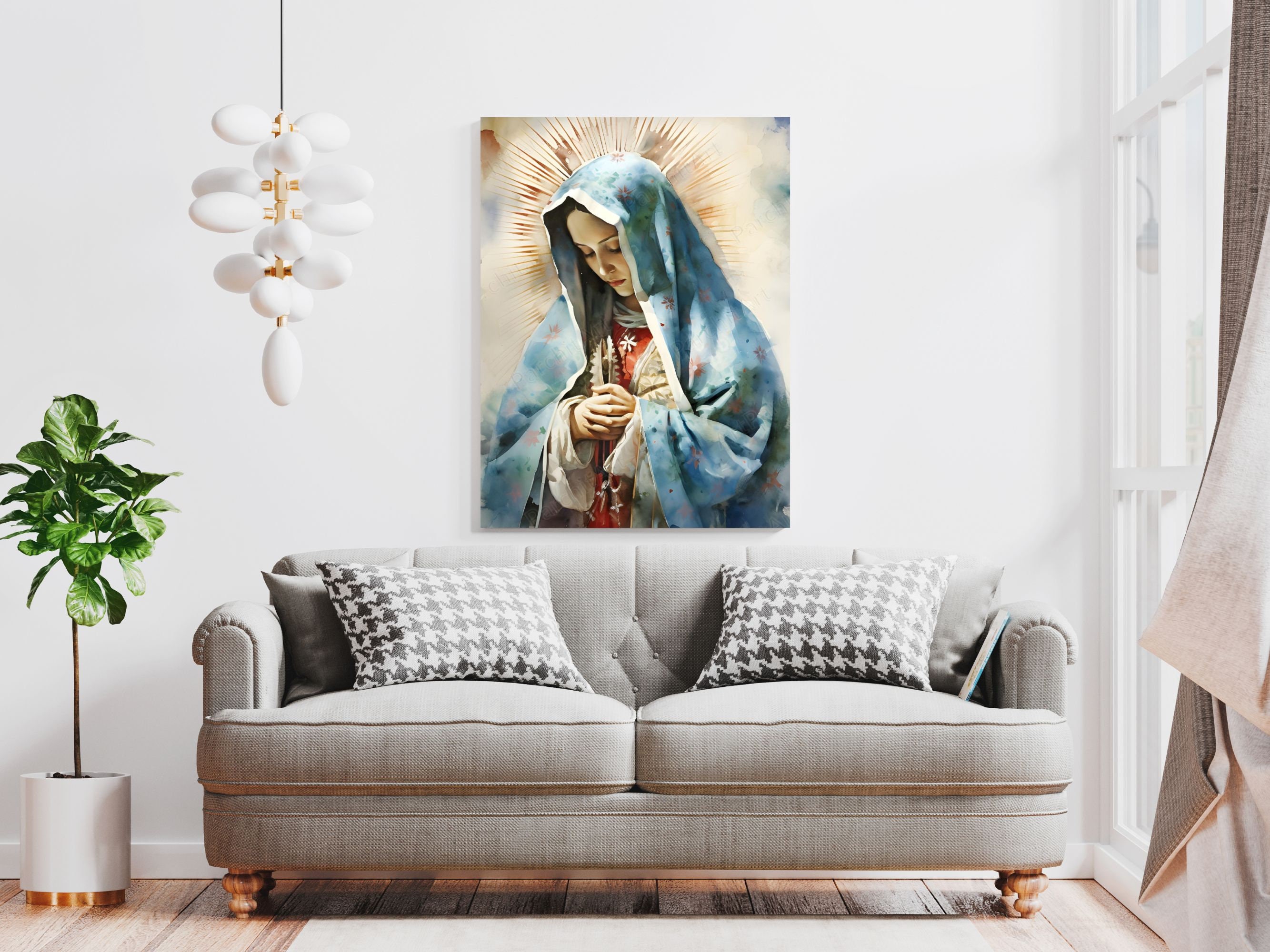 Virgin Mary Print Wall Art Oil Painting Lady of Guadalupe Catholic ...
