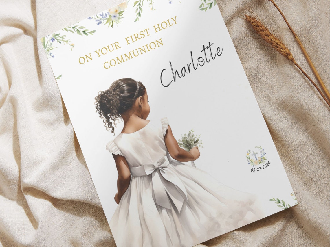 Personalized First Holy Communion Card for Granddaughter Printable Gift ...