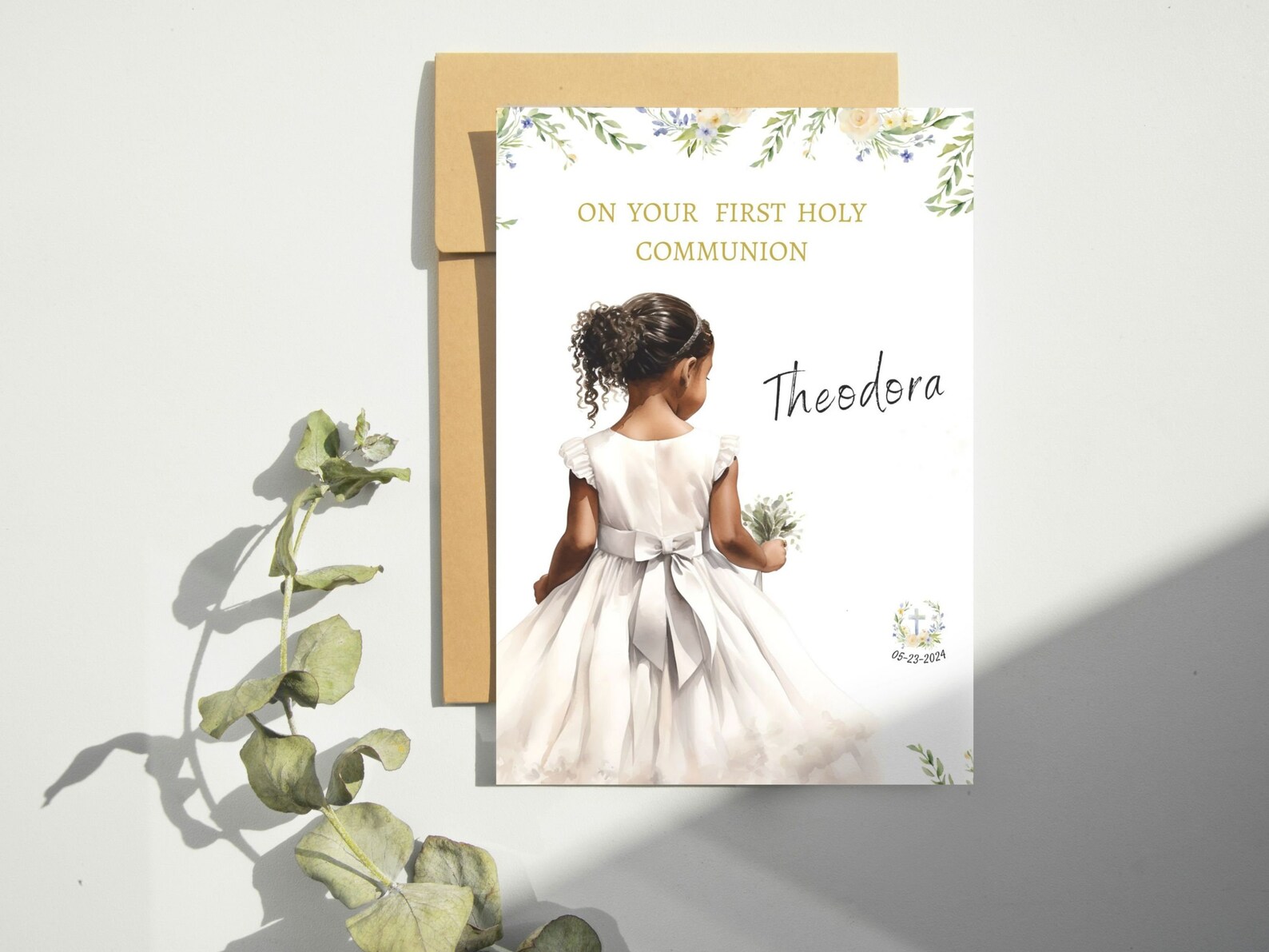Personalized First Holy Communion Card for Granddaughter Printable Gift ...