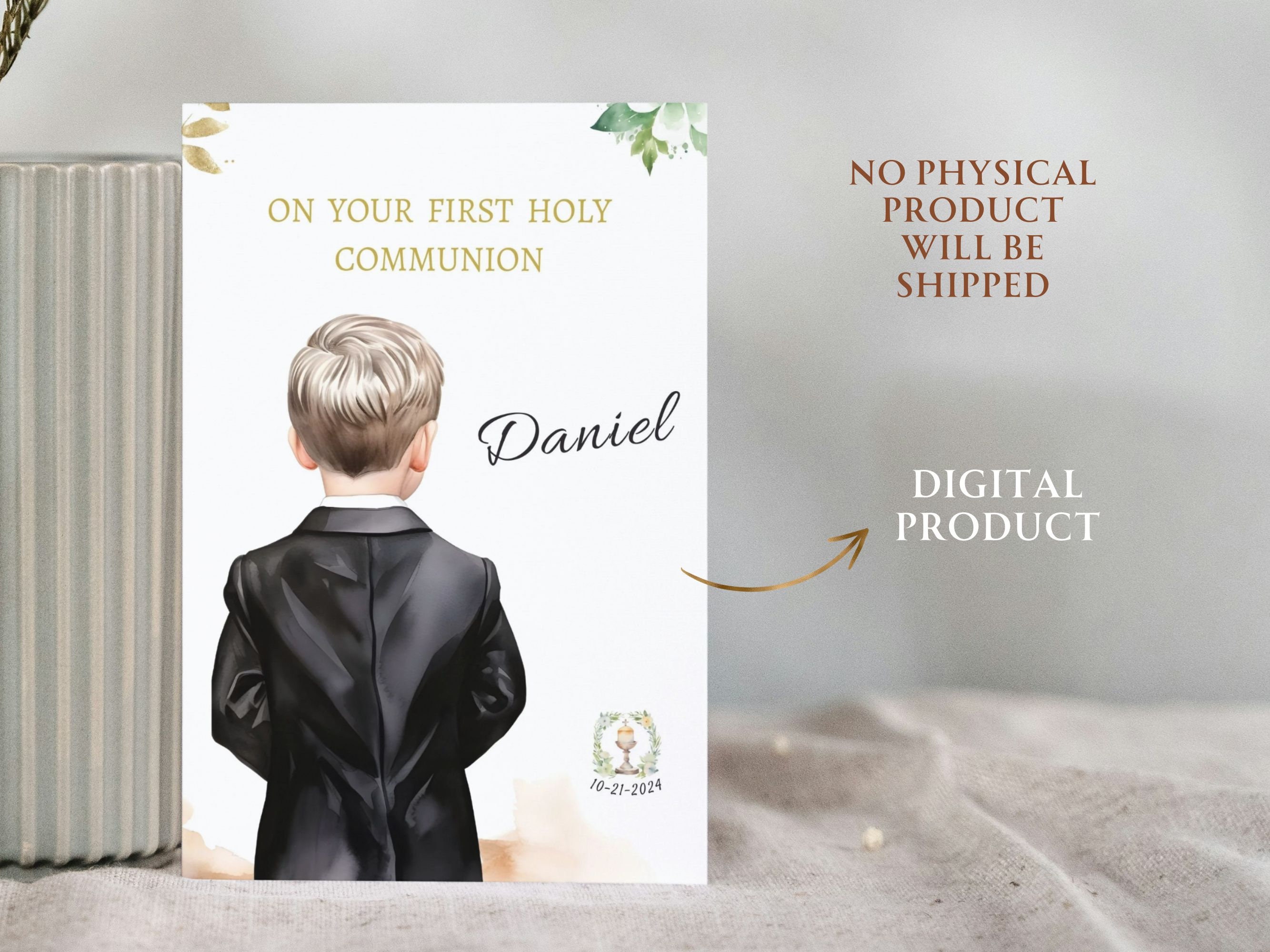 Editable Template 1st Holy Communion Card Boy Personalized Printable ...