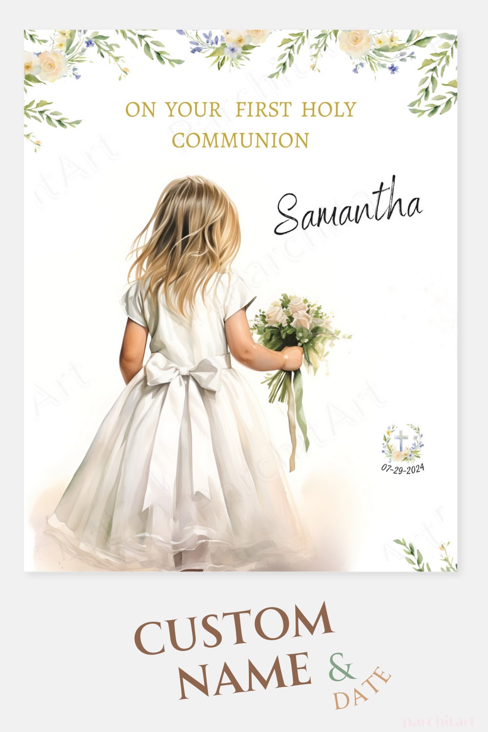 Personalized First Holy Communion Card for Granddaughter Printable Gift ...