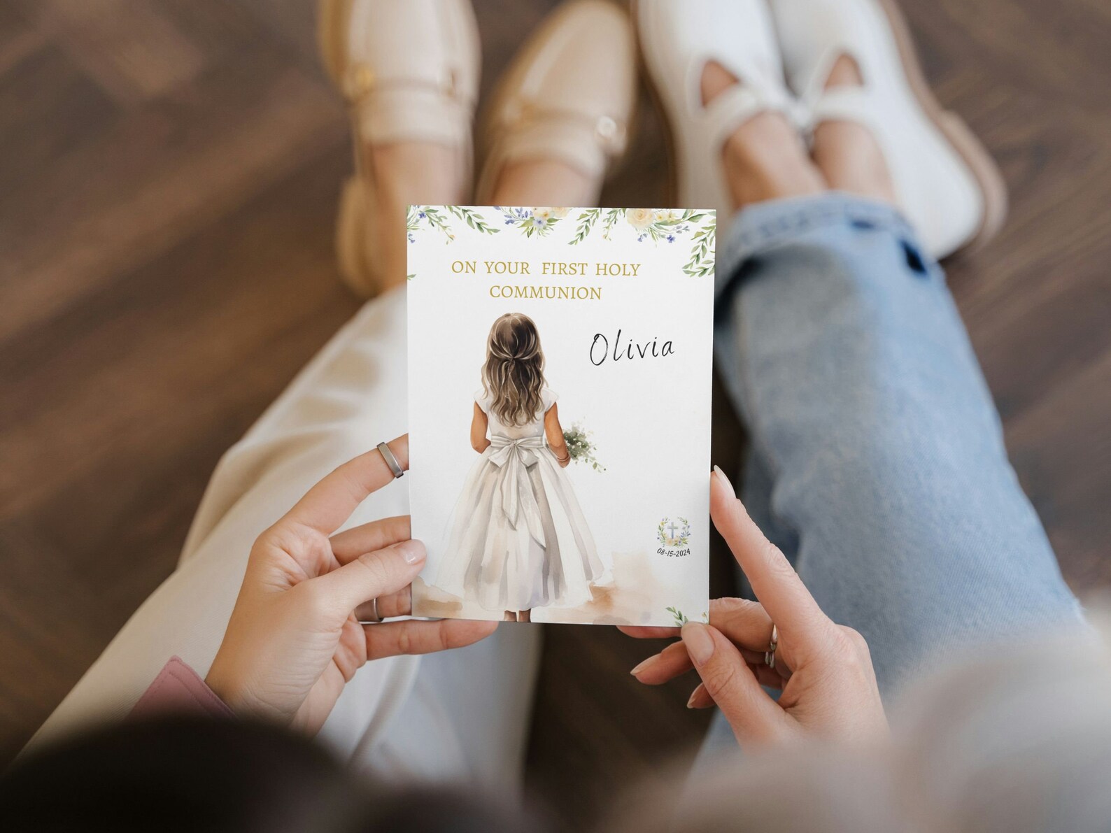 Personalized First Holy Communion Card for Granddaughter Printable Gift for Girl Custom 1st Holy ...