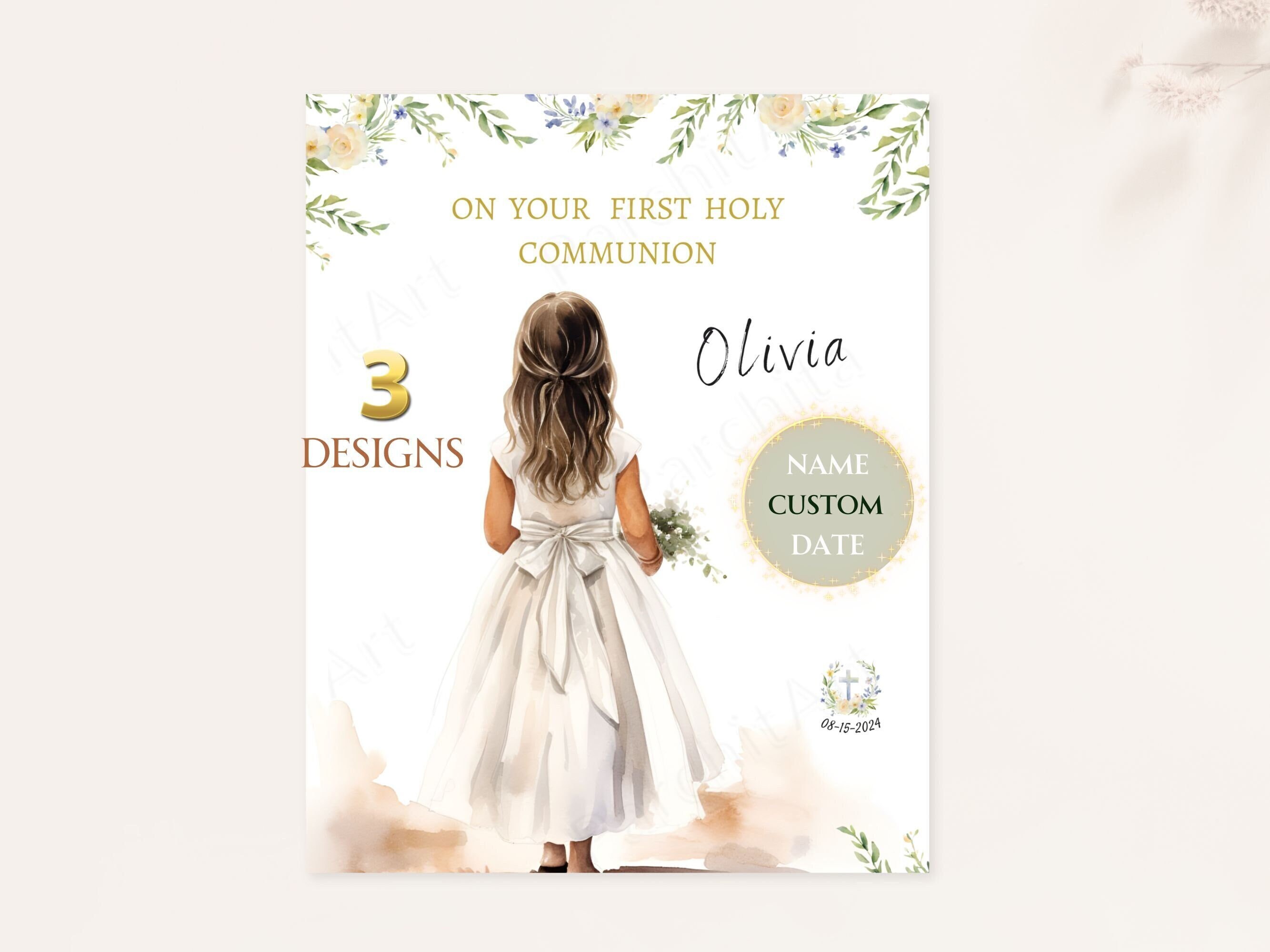 Personalized First Holy Communion Card for Granddaughter Printable Gift ...