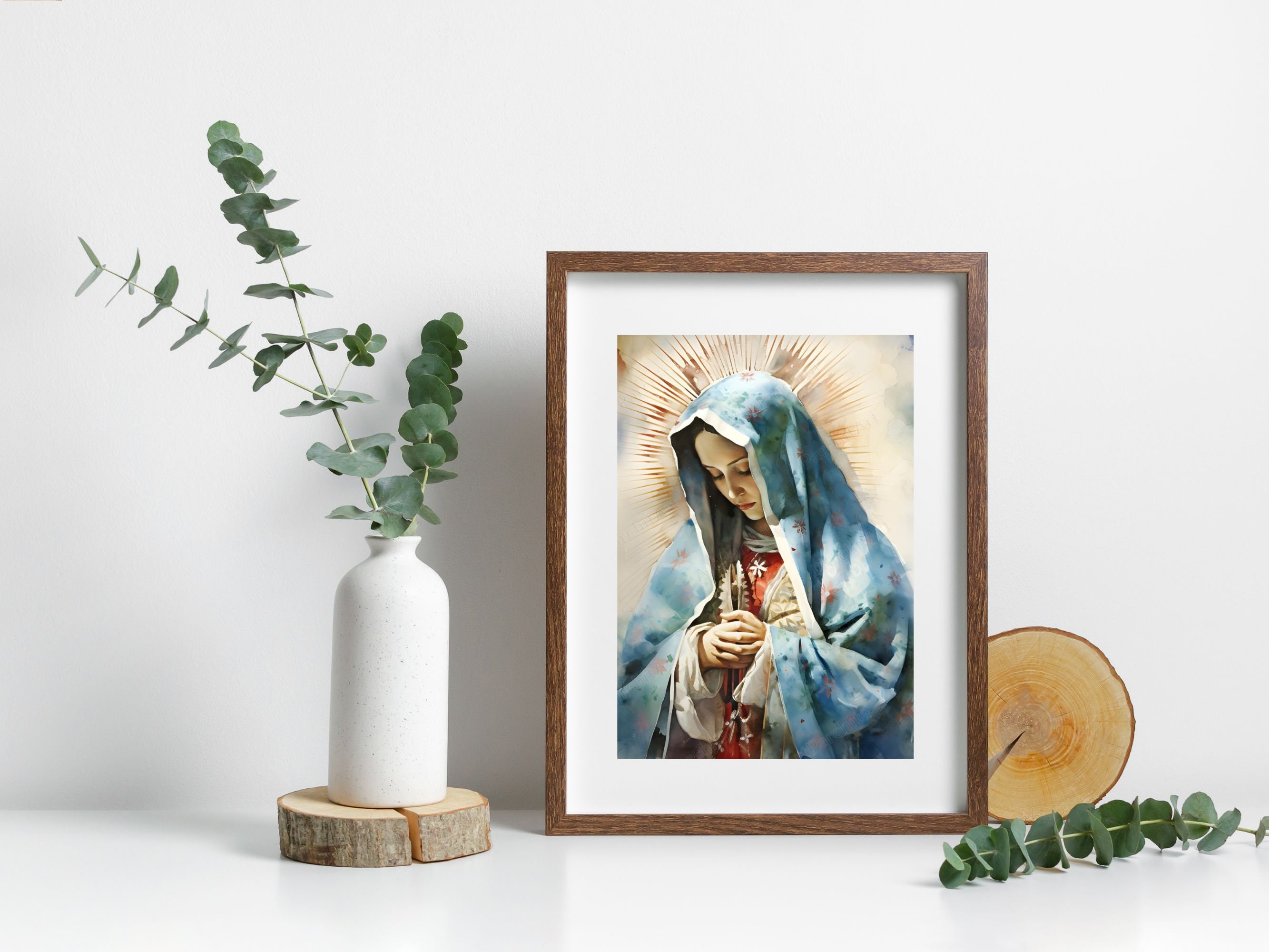 Virgin Mary Print Wall Art Oil Painting Lady of Guadalupe Catholic ...