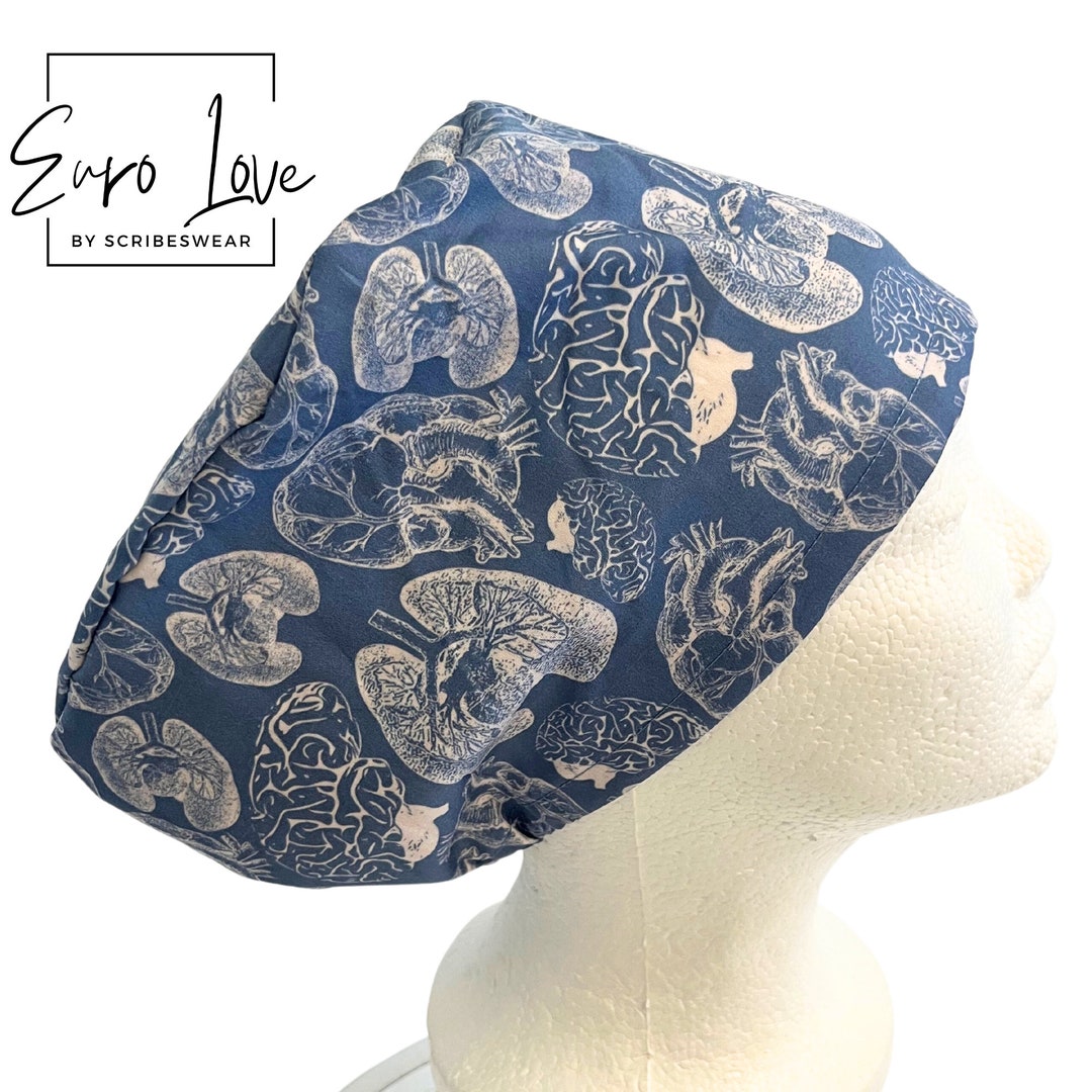 X-ray Images of Organs in Blue Slate Scrub Cap | Funny Scrub Cap| Euro ...