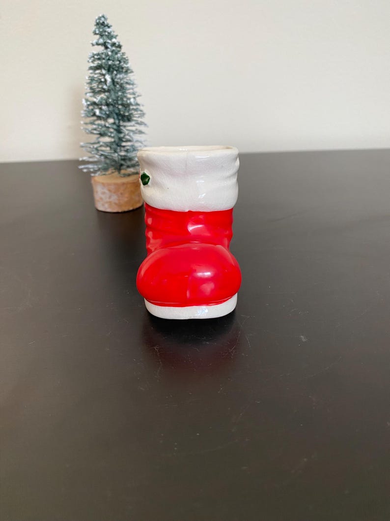 Adorable Vintage Mini Ceramic Santa Boot With Holly - Etsy
