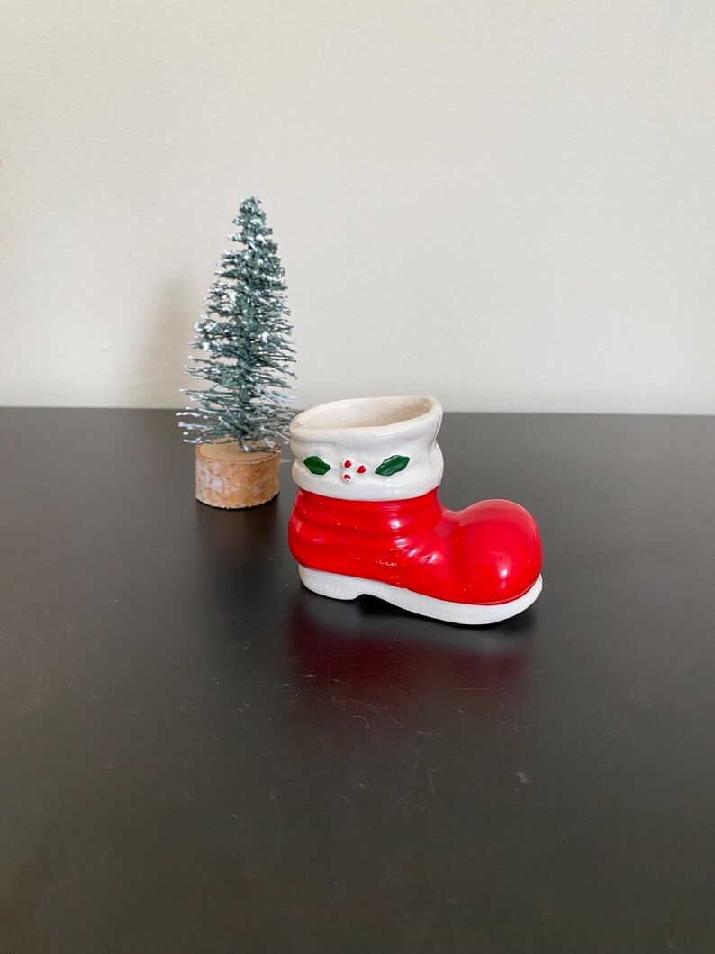 Adorable Vintage Mini Ceramic Santa Boot With Holly - Etsy