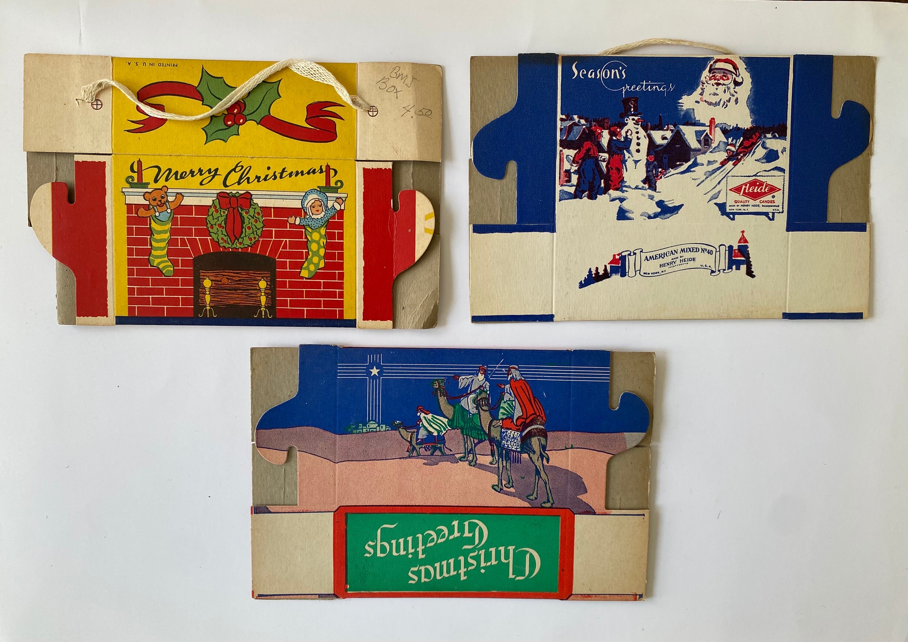 Trio of Vintage Heide Cardboard Christmas Candy Boxes - Etsy